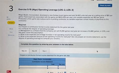 solved exercise 5 15 algo operating leverage [lo5 2