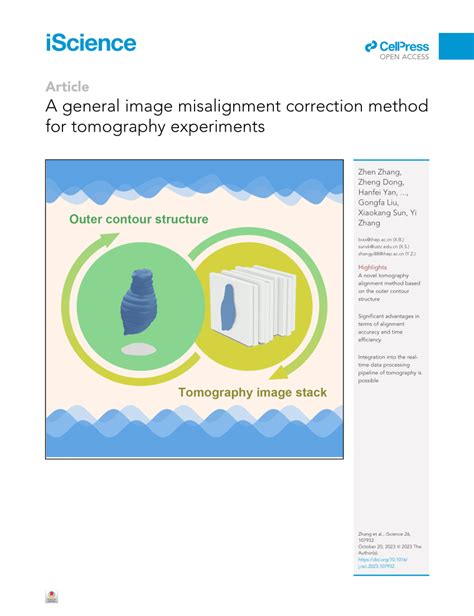 PDF A General Image Misalignment Correction Method For Tomography Experiments