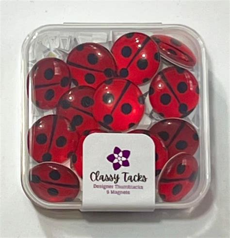Ladybug Push Pins Or Magnet Set 12 Or 20 Pieces Dorm Decor Hostess