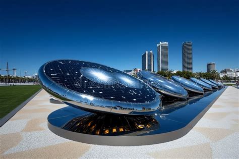 Solar Power Solar Arrays Reflection And Clean Energy Visualized In A Reflective Solar Array