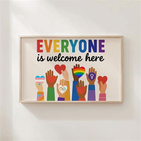 Everyone Is Welcome Poster Motivational Classroom Wall Art Therapy