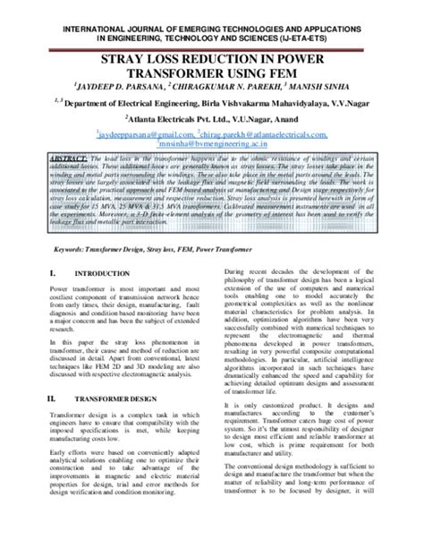 (PDF) STRAY LOSS REDUCTION IN POWER TRANSFORMER USING FEM