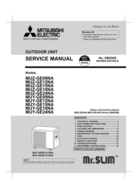 Mitsubishi Mr.Slim MSY-GE15NA Service manual | Manualzz