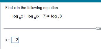 Solved Find X In The Following Equation Chegg Com