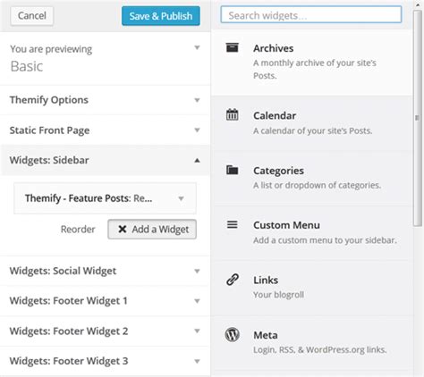 widgets themify