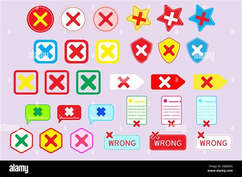 Collection Icon Cross Check Mark Icon Button And No Or Wrong Symbol On Reject Cancel Sign Button