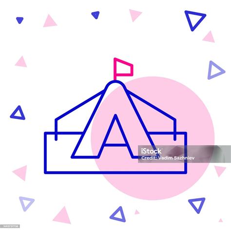 흰색 배경에 격리 라인 관광 텐트 아이콘 캠핑 기호 다채로운 개요 개념 벡터 3차원 형태에 대한 스톡 벡터 아트 및 기타 이미지 3차원 형태 Emergency