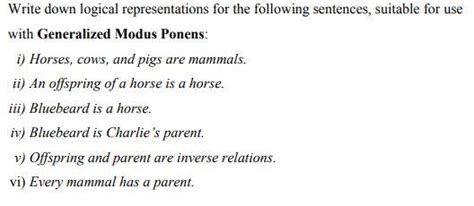 solved write down logical representations for the following