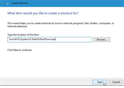 Instructions For Creating Slide To Shut Down Shortcut On