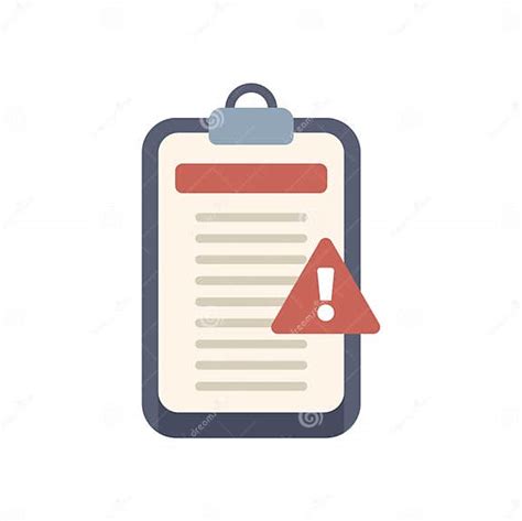 Clipboard Showing Warning Message With Exclamation Mark Icon Stock