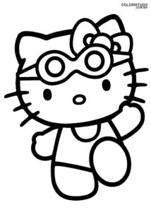 Desenho Para Colorir Hello Kitty Na Piscina Para Imprimir