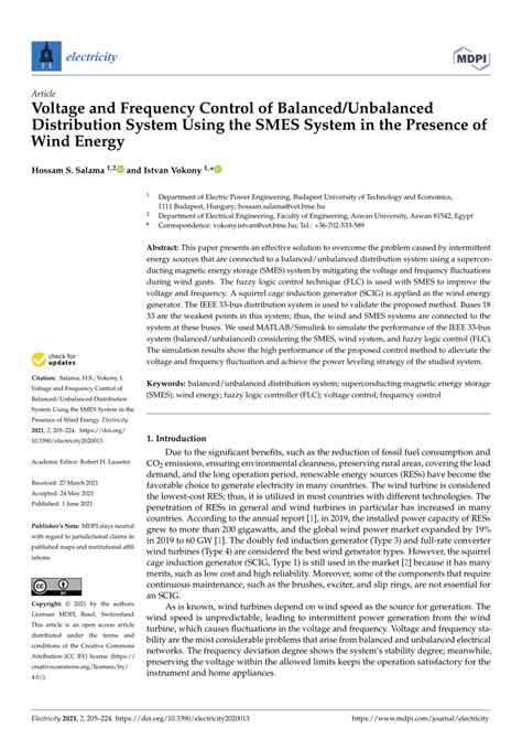 Pdf Voltage And Frequency Control Of Balancedunbalanced Distribution