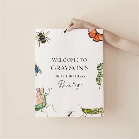 Editable Bug Birthday Welcome Sign Insect Welcome Sign Bug Birthday