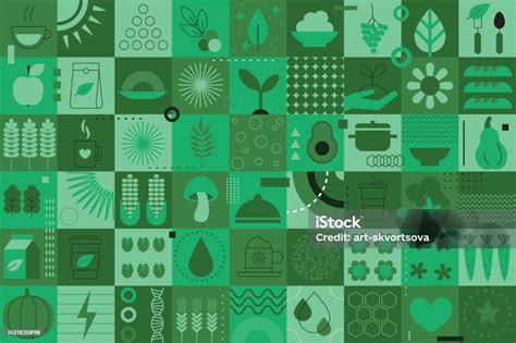 유기농 과일 야채 기하학적 패턴 자연 식품 배경 창조적 인 간단한 바우 하우스 스타일 농업 벡터 디자인 세계 채식의 날 고기가없는 즐거움 지역 농민 시장 채식주의자