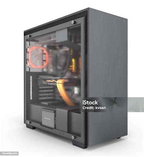 흰색 배경 3d 렌더링에 빨간색 조명 효과와 수냉식 냉각 시스템으로 컴퓨터 폐쇄 투명 커버 0명에 대한 스톡 사진 및 기타 이미지 0명 Cpu Hd 포맷 Istock
