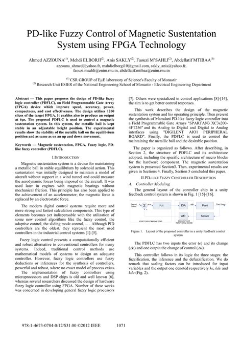 Pdf Pd Like Fuzzy Control Of Magnetic Sustentation System Using Fpga
