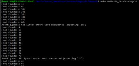 in a windows environment running make host x86 64 w64 mingw32 throws