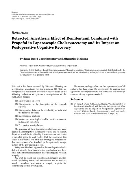 Pdf Retracted Anesthesia Effect Of Remifentanil Combined With