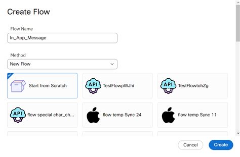 step 1 creating an in app flow in webex connect