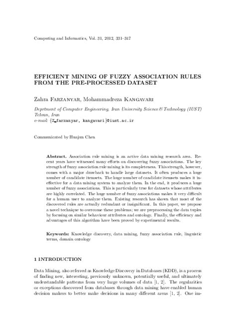 Efficient Mining Of Fuzzy Association Rules From The Pre Processed