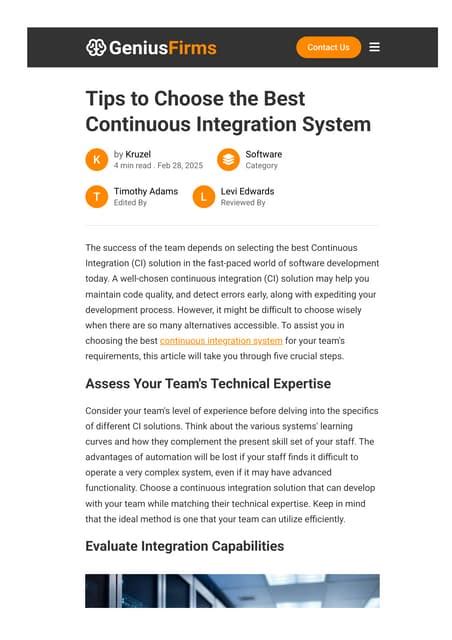 Tips To Choose The Best Continuous Integration Systempdf