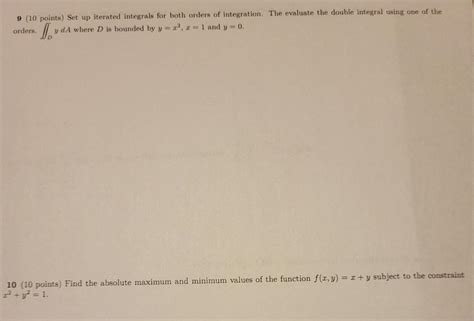 solved 9 10 points set up iterated integrals for both