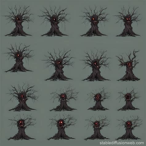 Undead Evil Tree Ent Sprite Sheet | Stable Diffusion Online
