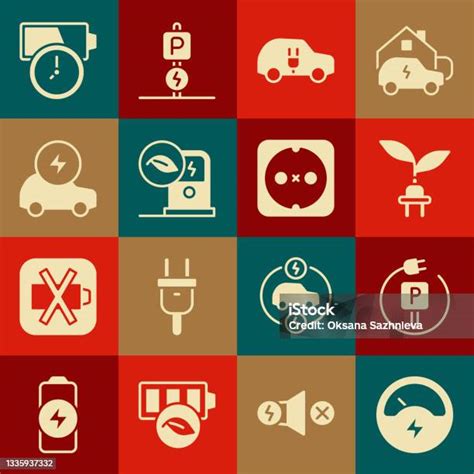 설정 볼트미터 충전 주차 전기 자동차 전기 절약 플러그 잎 충전 스테이션 배터리 충전 및 전기 콘센트 아이콘 벡터 낮음에 대한 스톡 벡터 아트 및 기타 이미지 Istock