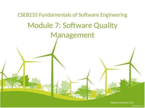 Ppt Cseb233 Fundamentals Of Software Engineering Module 7 Software Quality Management