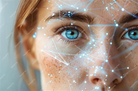 Premium Photo Authentication Of A Female Face By Facial Recognition Biometric Security System