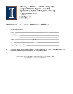 Fillable Online Urban Illinois BAUP Minor Application Form Department Of Urban Regional