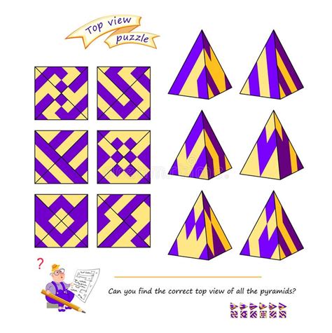Puzzle For Smartest Can You Find The Correct Top View Of All The Pyramids Logic Game For