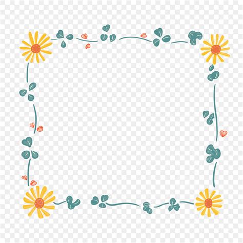 녹색 분기 포도 나무 노란 꽃 일러스트 사각형 테두리 식물의 꽃 사각형 테두리 사각 Png 일러스트 및 Psd 이미지 무료 다운로드 Pngtree