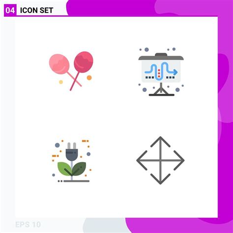 Pack Of 4 Modern Flat Icons Signs And Symbols For Web Print Media Such