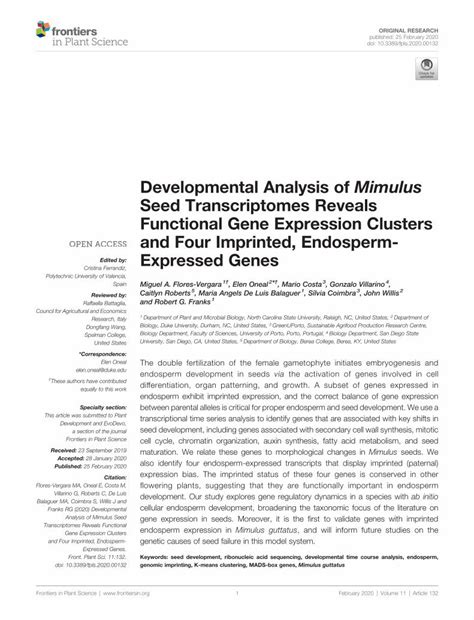 Pdf Developmental Analysis Of Mimulus Seed Transcriptomes Dokumentips