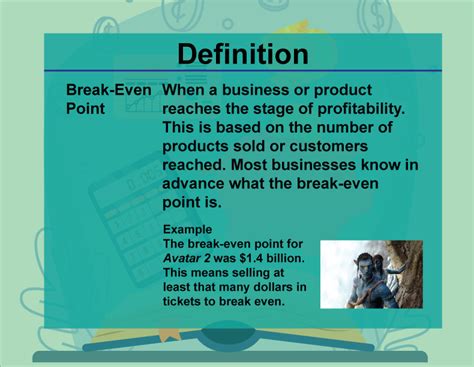 Definition Financial Literacy Break Even Point Media4math