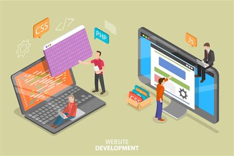 Premium Vector D Isometric Flat Vector Conceptual Illustration Of Website Development And Coding