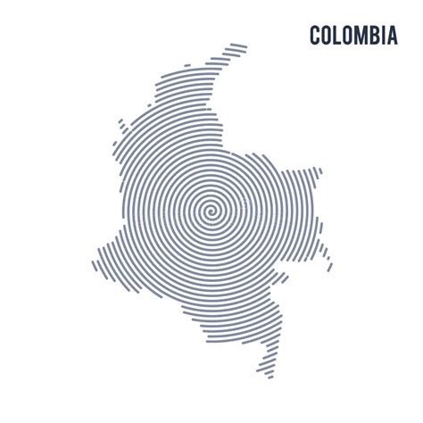 Vector Abstract Hatched Map Of Colombia With Spiral Lines Isolated On A White Background Stock
