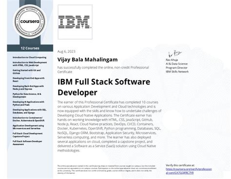 Fullstackdeveloper Frontenddevelopment Backenddevelopment Ibm Vijay Bala Mahalingam