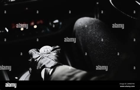 Hand On Car Gear Knob The Driver Switches The Speed In The Car Hand On Gear Lever Stock Photo