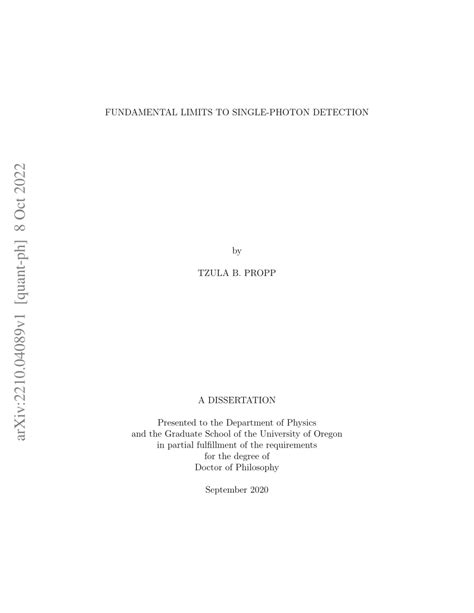 pdf [dissertation] fundamental limits to single photon detection