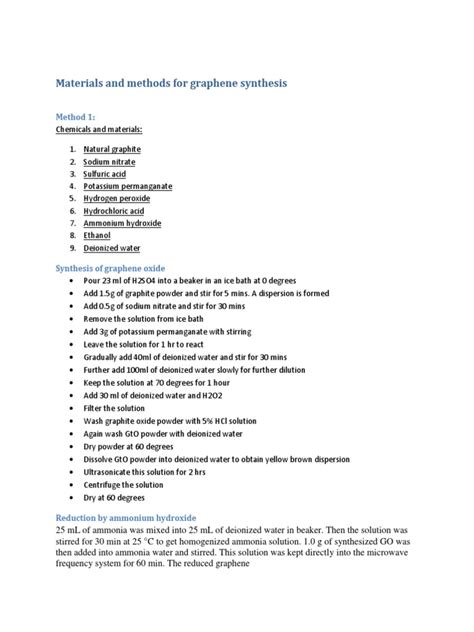 Materials And Methods For Graphene Synthesis Download Free Pdf Sulfuric Acid Graphene