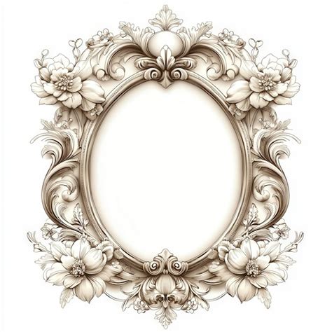 Ornate Floral Frame With Oval Center Premium Ai Generated Image