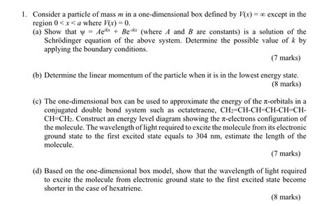 solved consider a particle of mass m ﻿in a one dimensional