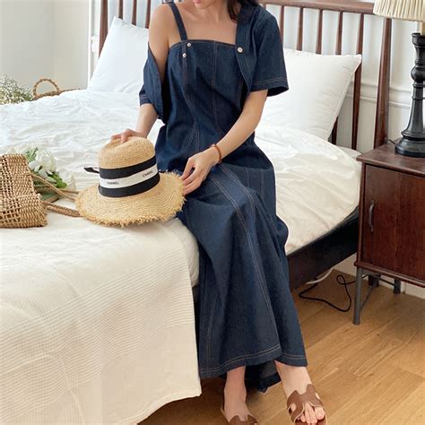 삐까삐까 반팔 볼레로 자켓 데님 나시 원피스 세트 청 투피스 코디 셋업