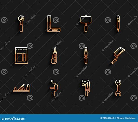 Set Line Wood Plane Tool Hand Drill Adjustable Wrench Clamp Wrench Spanner Stationery Knife