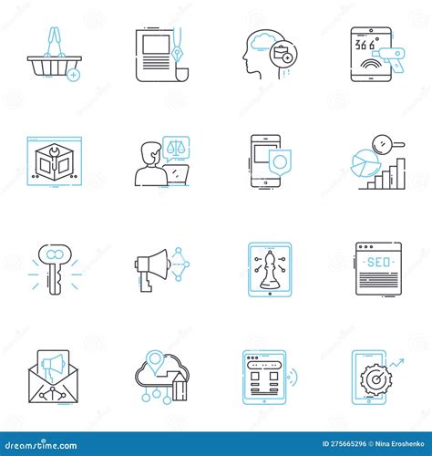big data linear icons set analytics insights hadoop algorithms