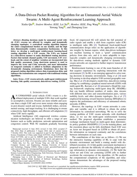 Pdf A Data Driven Packet Routing Algorithm For An Unmanned Aerial