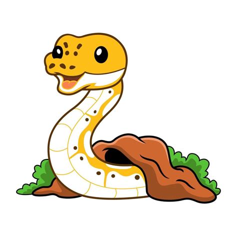 Cute Pastel Ivory Ball Python Cartoon Out From Hole 21507030 Vector Art
