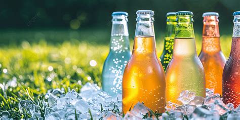 3d Soft Drinks In Bottles Background Grass Image 3d Soft Drinks In